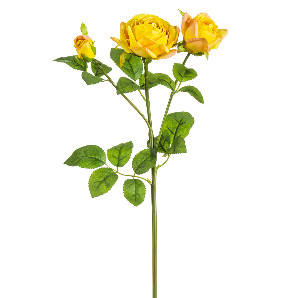 19" Silk Rose Flower Stem With Bud -Yellow/Rose | Rose Stem — Silks Are ...