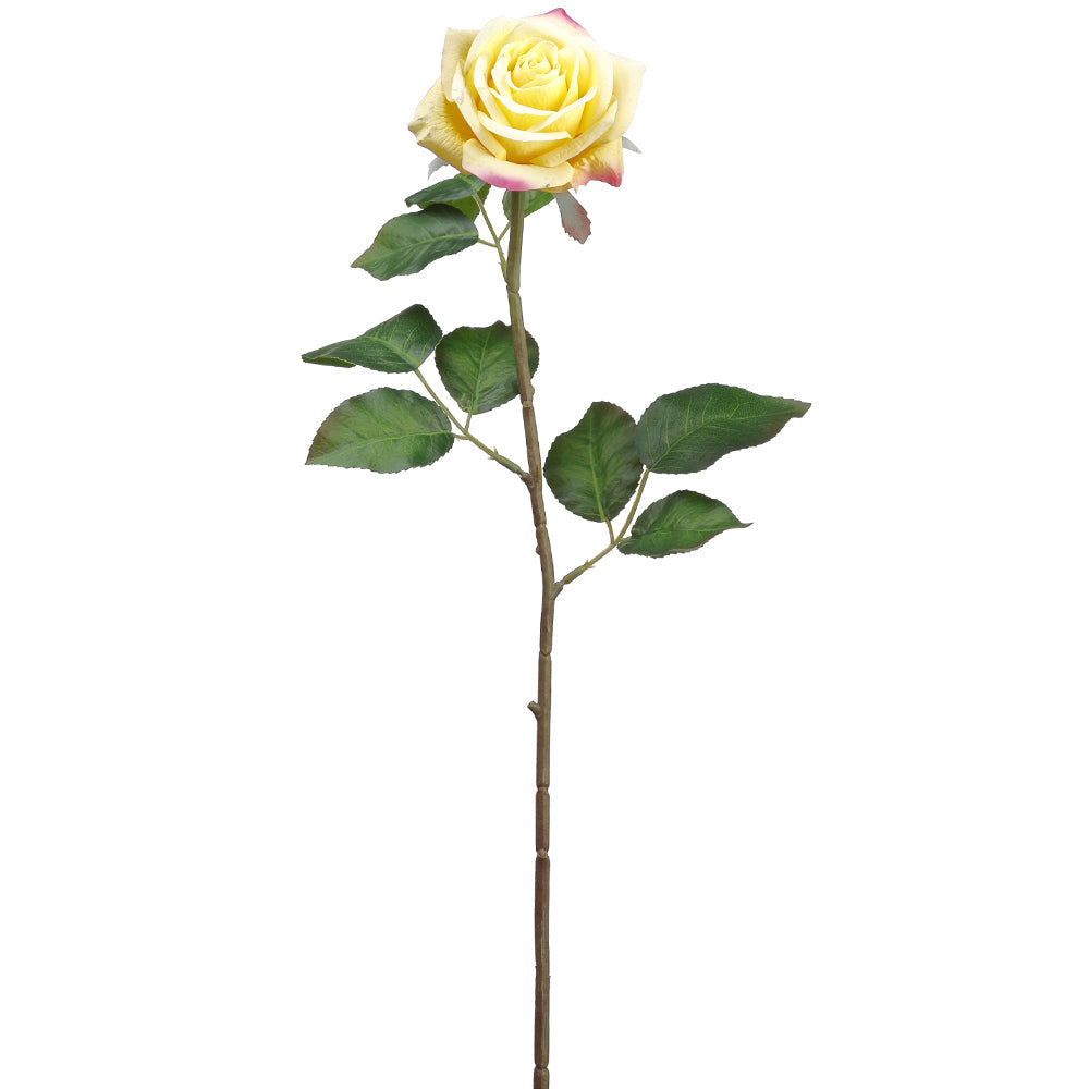 27" Real Touch Rose Silk Flower Stem -Yellow | Rose Stem — Silks Are ...