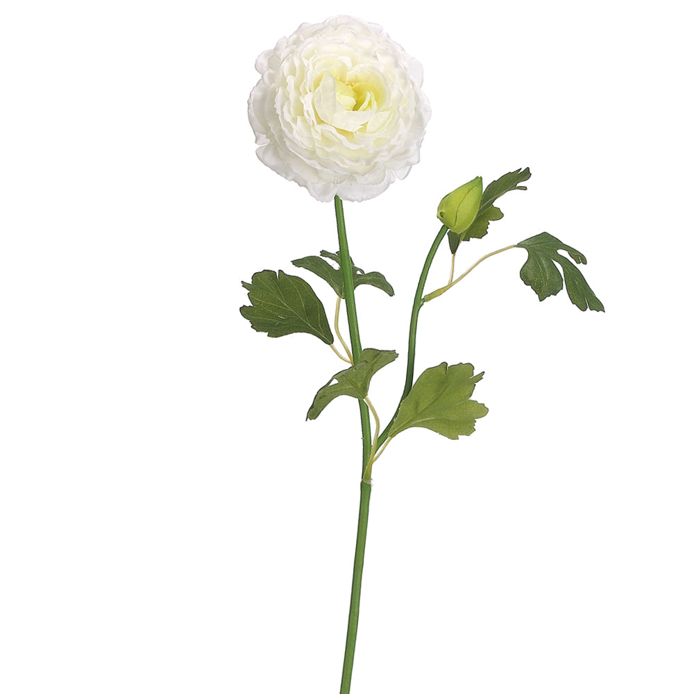 19" Ranunculus Silk Flower Stem -Cream | Ranunculus Stem — Silks Are ...