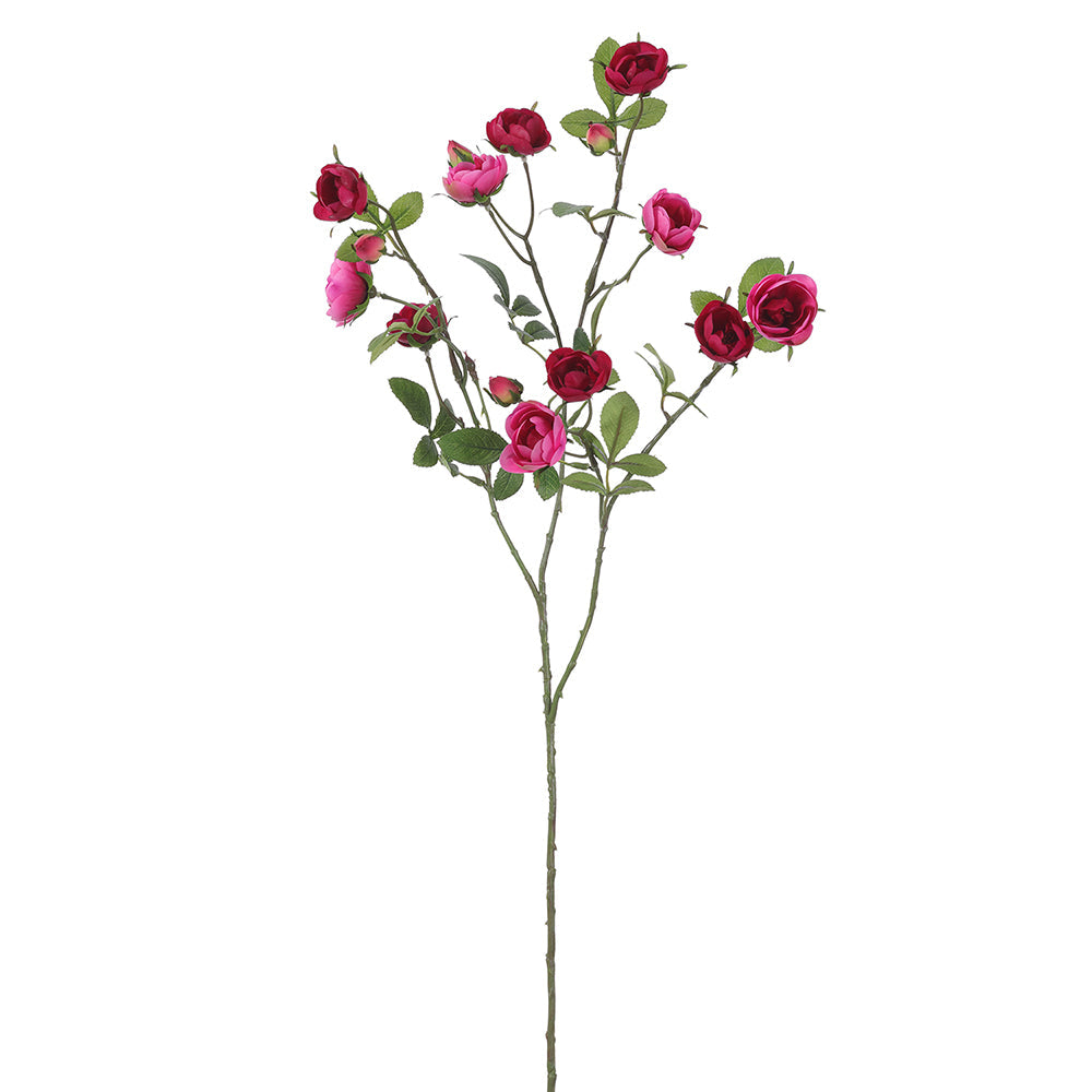 34" Mini Rose Silk Flower Stem -Fuchsia | Rose Stem — Silks Are Forever