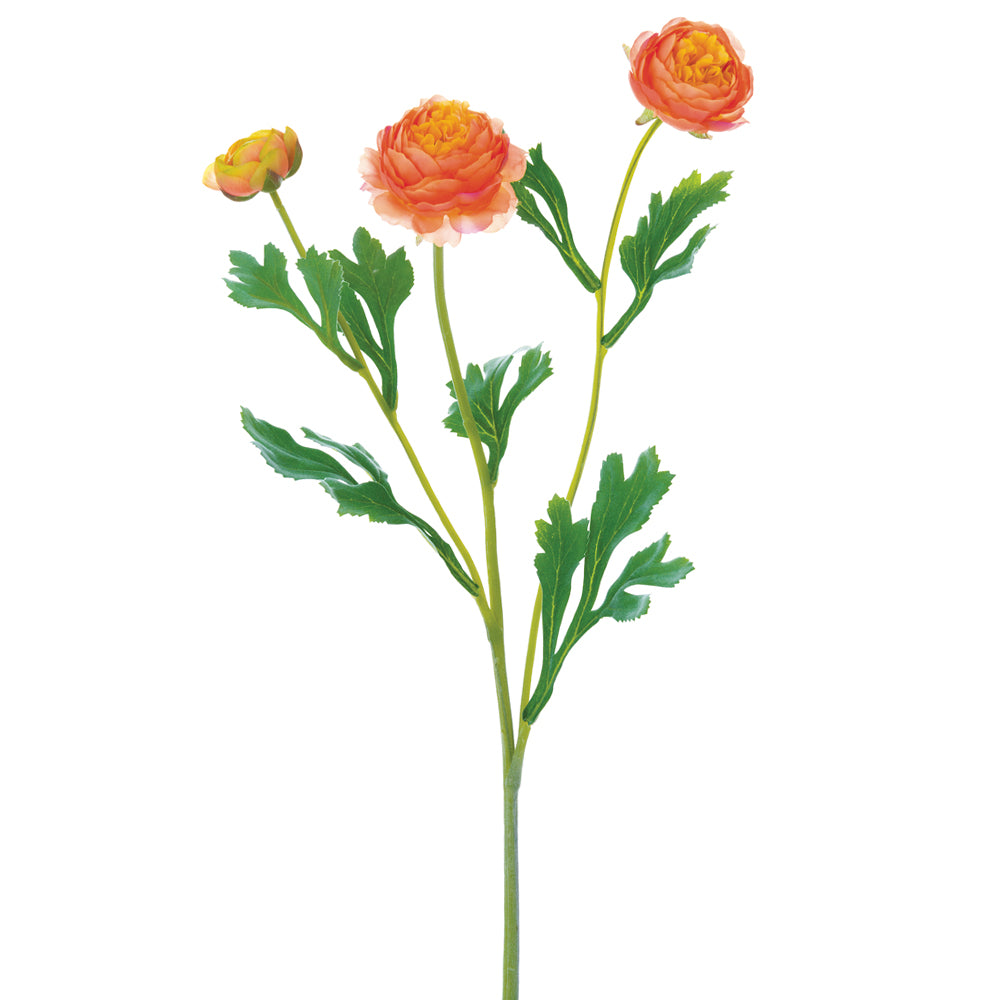 20" Ranunculus Silk Flower Stem -Orange | Ranunculus Stem — Silks Are ...