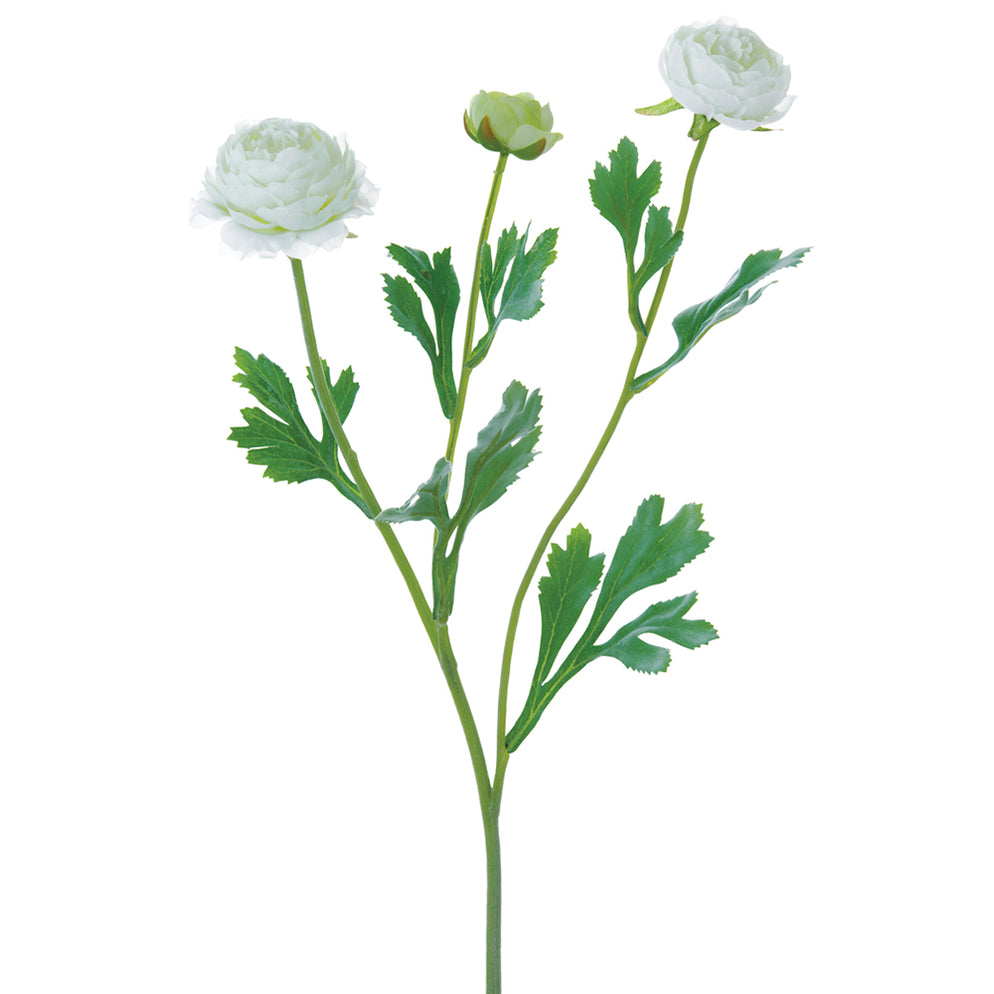 20" Ranunculus Silk Flower Stem -White | Ranunculus Stem — Silks Are ...