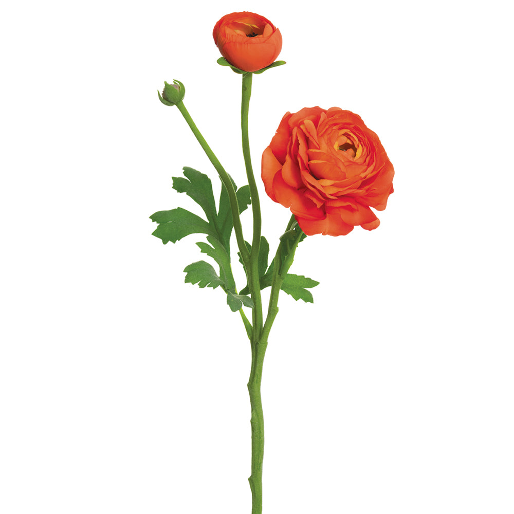 15" Ranunculus Silk Flower Stem -2 Tone Orange | Ranunculus Stem ...