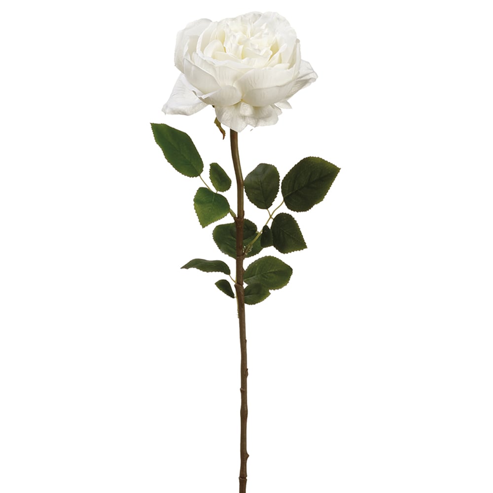 26" Silk English Rose Flower Spray -White | Rose Stem — Silks Are Forever