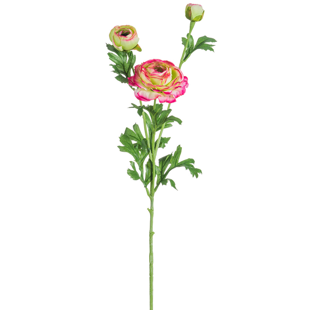 25" Faux Ranunculus Flower Stem -Beauty/Green | Ranunculus Stem — Silks ...