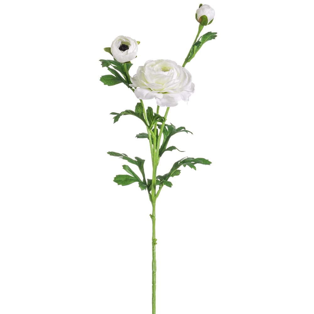 25" Faux Ranunculus Flower Stem -Cream | Ranunculus Stem — Silks Are ...