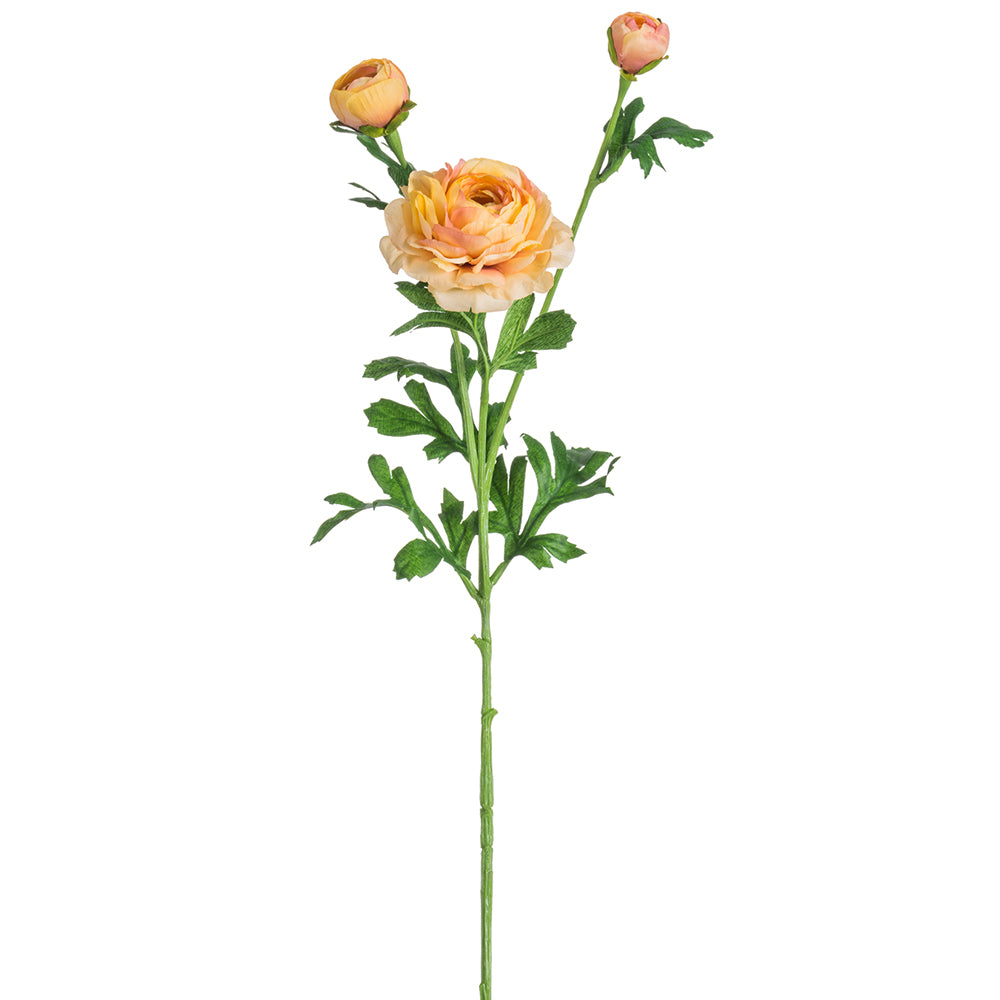 25" Faux Ranunculus Flower Stem -Peach | Ranunculus Stem — Silks Are ...