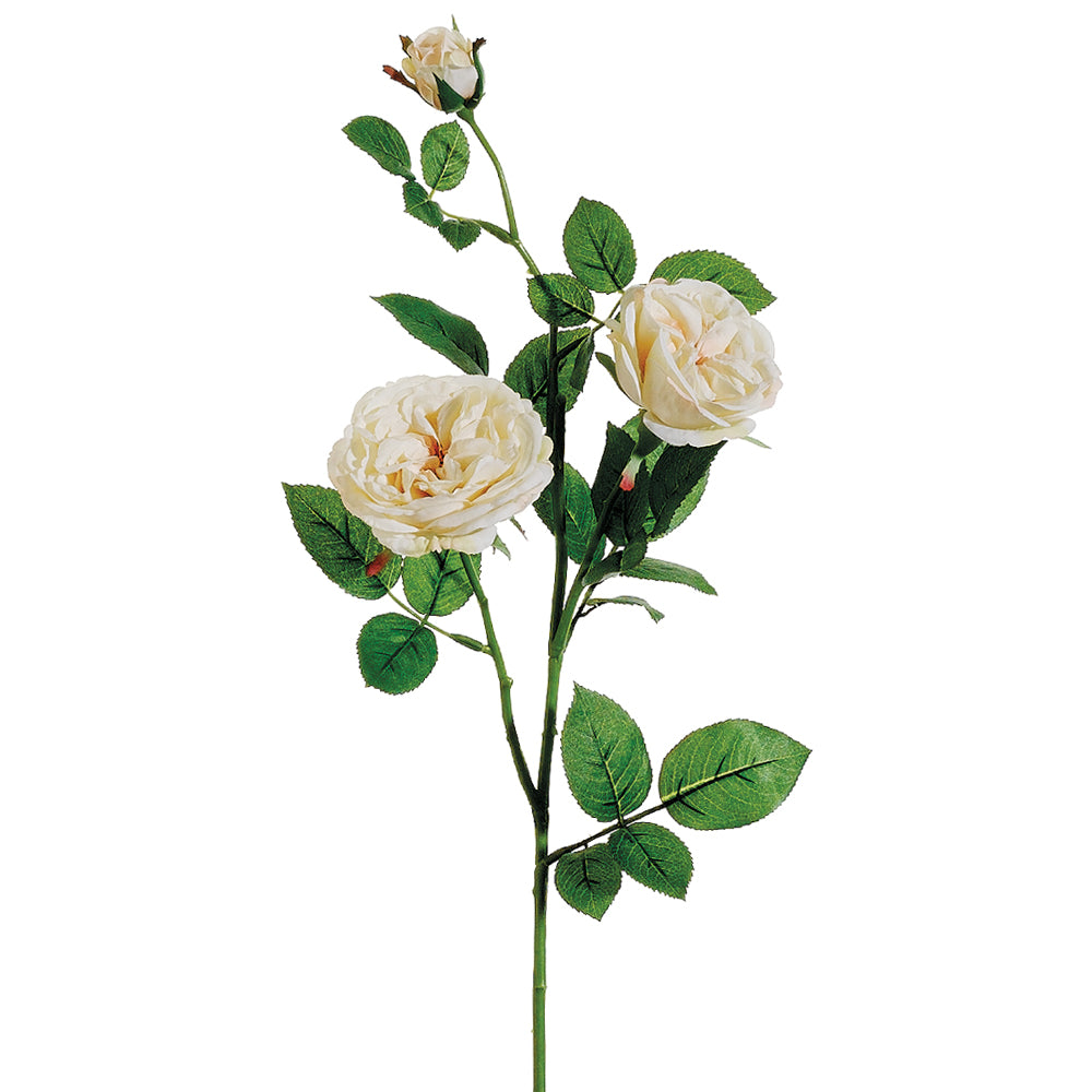 29" Silk Garden Rose Flower Spray -Cream | Rose Stem — Silks Are Forever