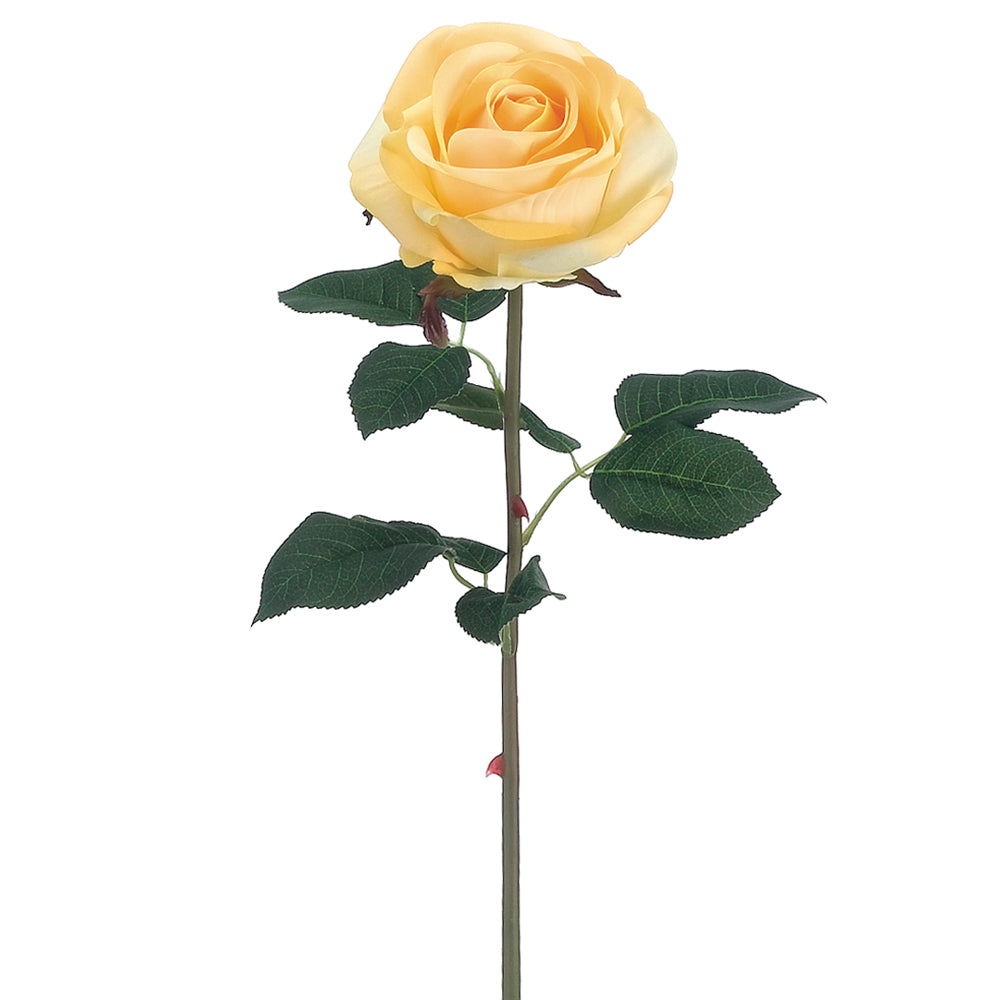 20" Real Touch Rose Silk Flower Stem -Yellow | Rose Stem — Silks Are ...