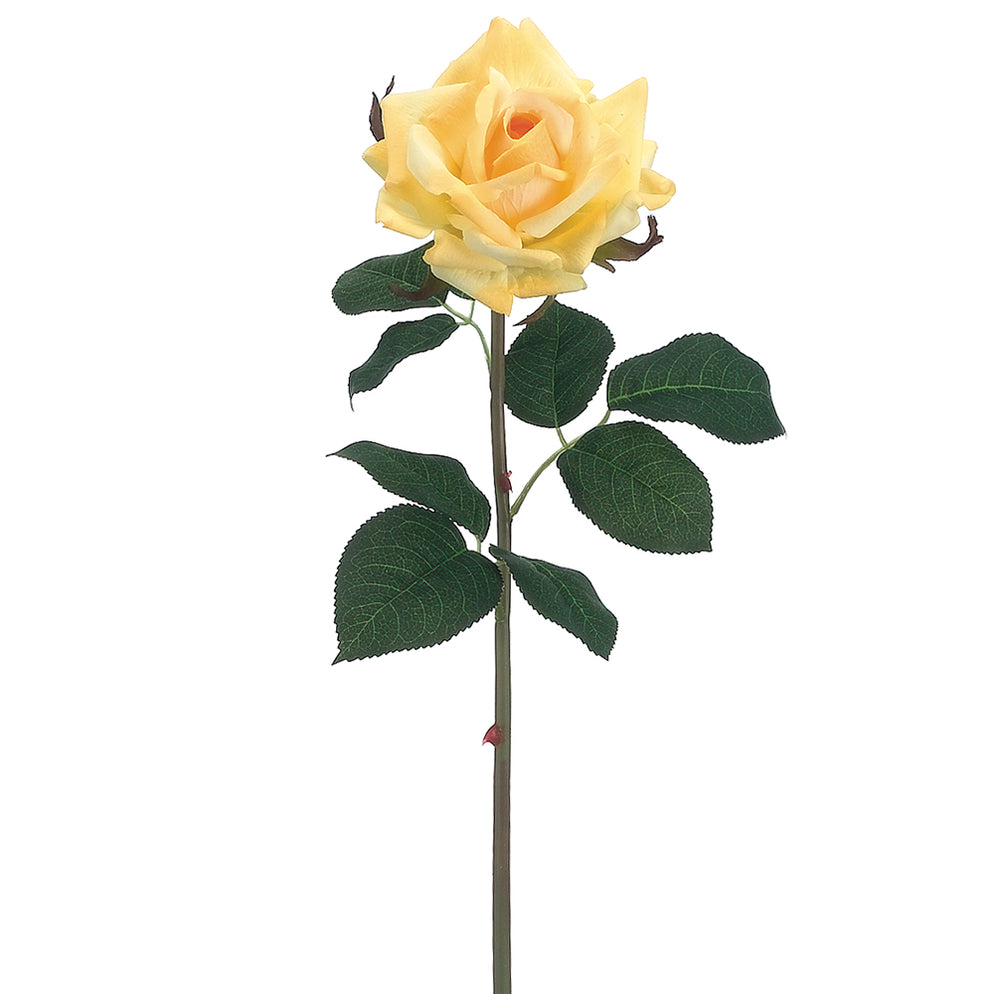 20.5" Real Touch Rose Silk Flower Stem -Yellow | Rose Stem — Silks Are ...