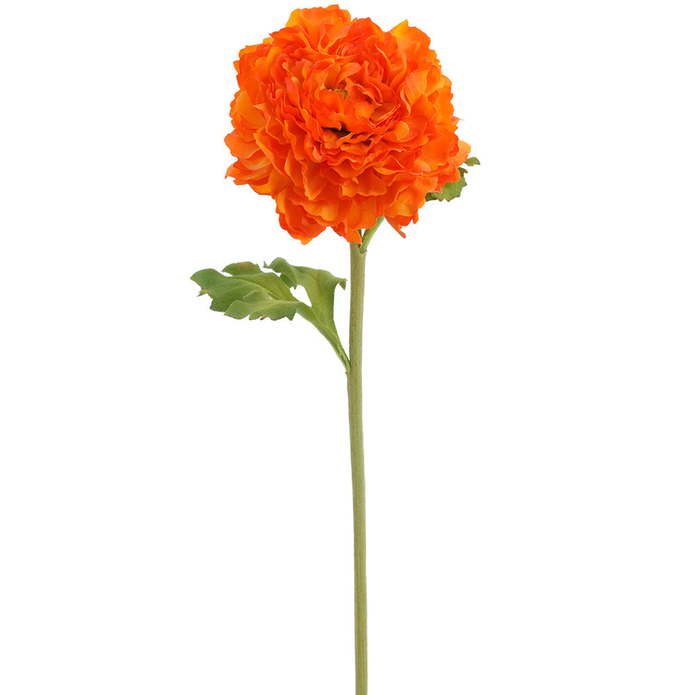 15" Real Touch Ranunculus Silk Flower Stem -Orange | Ranunculus Stem ...