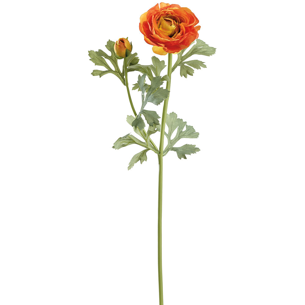 23" Ranunculus Silk Flower Stem -Orange | Ranunculus Stem — Silks Are ...