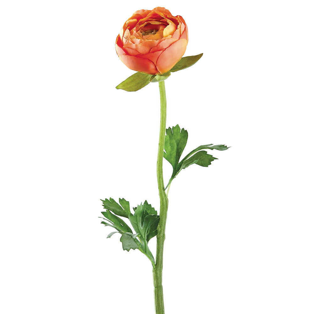 20" Ranunculus Faux Flower Stem -Orange | Ranunculus Stem — Silks Are ...