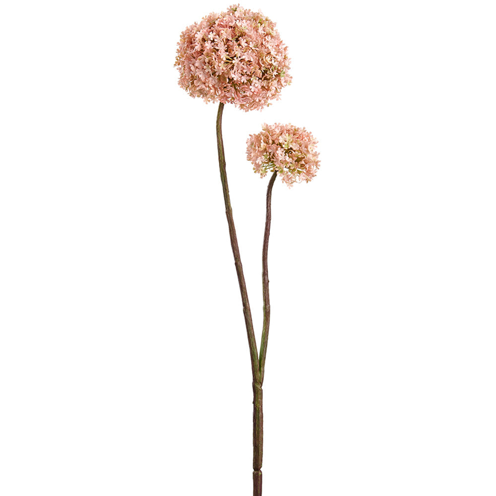 32" Snowball Silk Flower Stem -Pink | Snowball Stem — Silks Are Forever