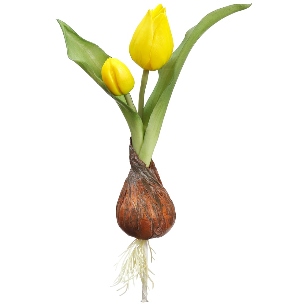 8" Silk Tulip Flower Stem With Bulb -Yellow/Green | Tulip Stem — Silks ...