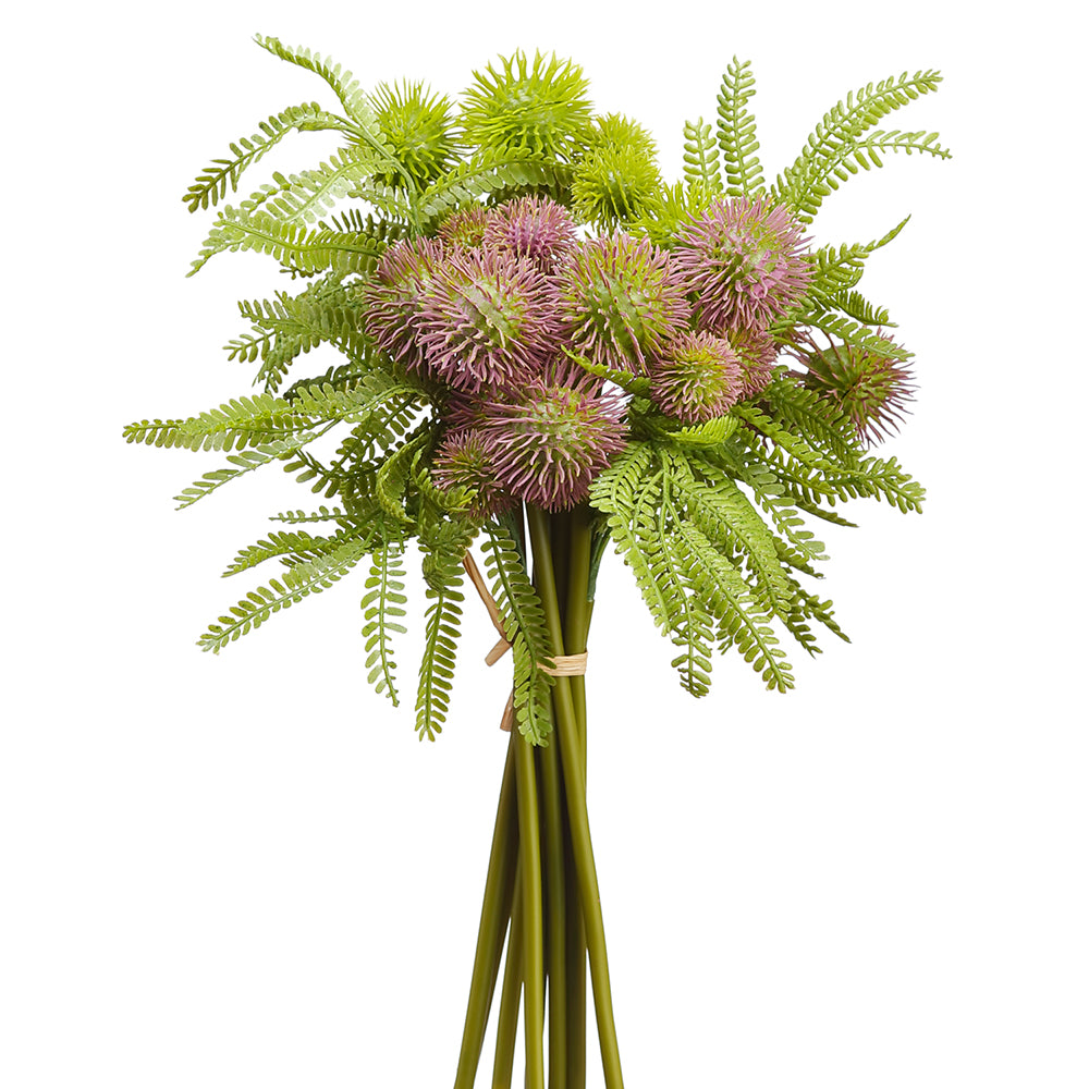 12" Silk Thistle Flower Stem Bundle -Green/Lavender — Silks Are Forever