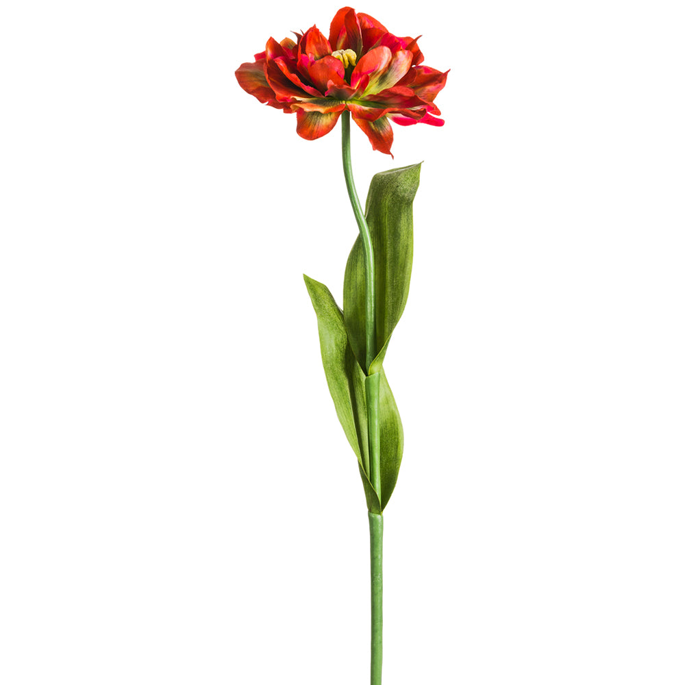 25" Silk Tulip Flower Stem -Red/Green | Tulip Stem — Silks Are Forever