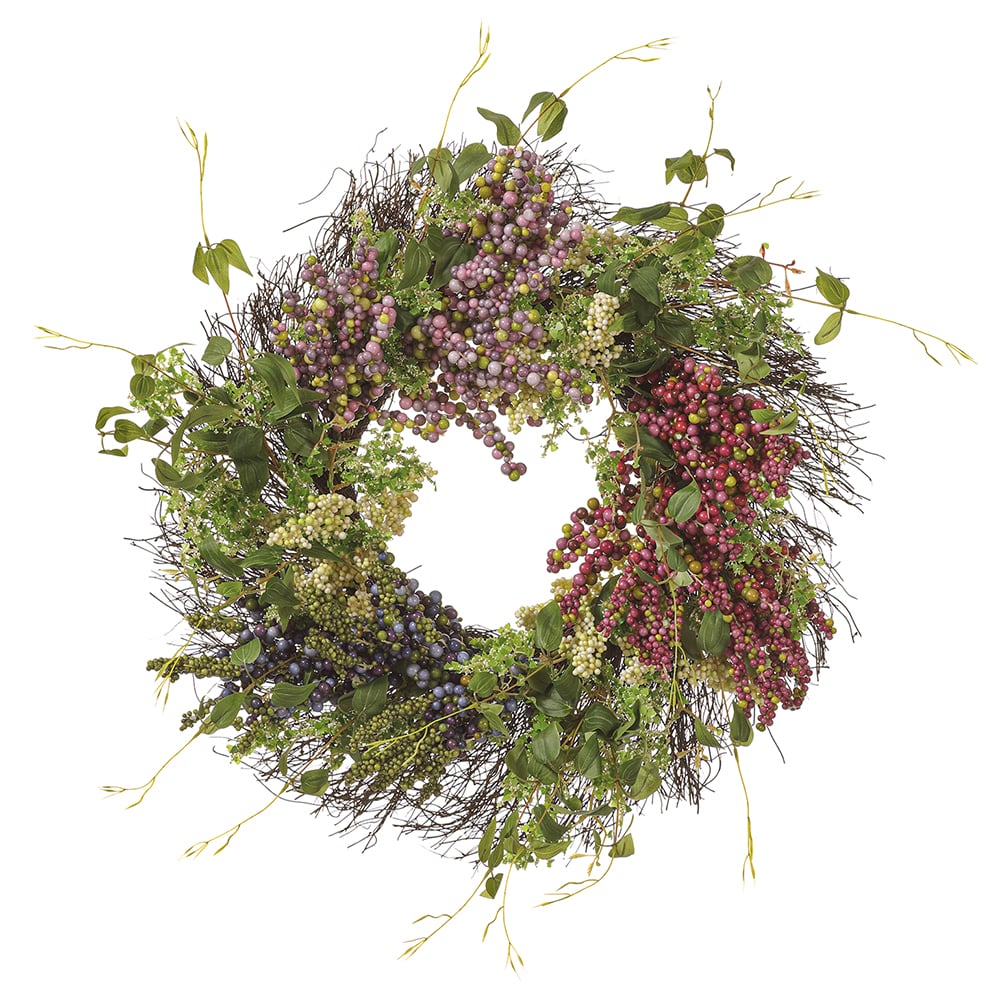 24" Artificial Mixed Berry Hanging Wreath -Assorted | Garden Wreath ...