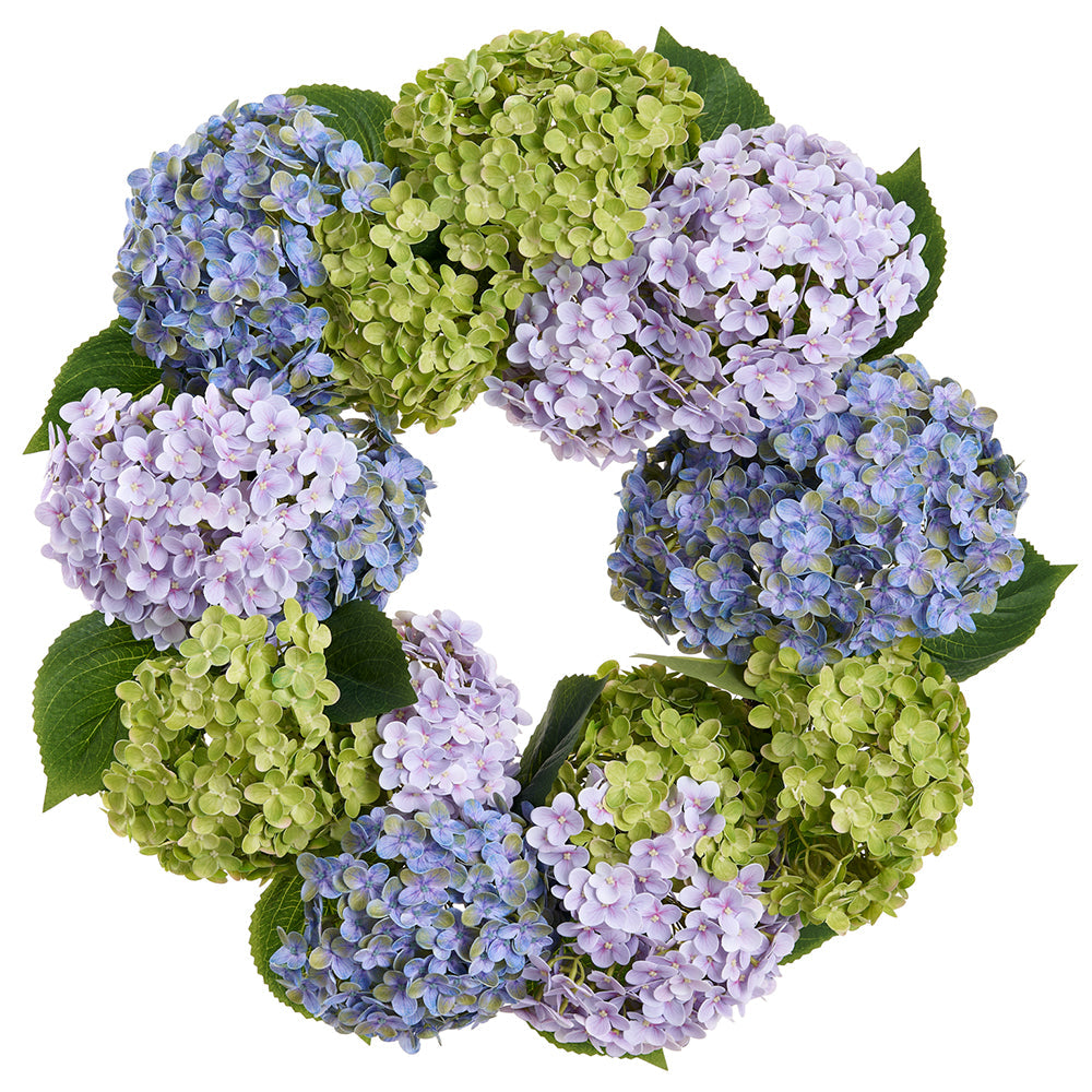 24" Hydrangea Silk Flower Wreath -Mixed Colors | Floral Wreath — Silks ...