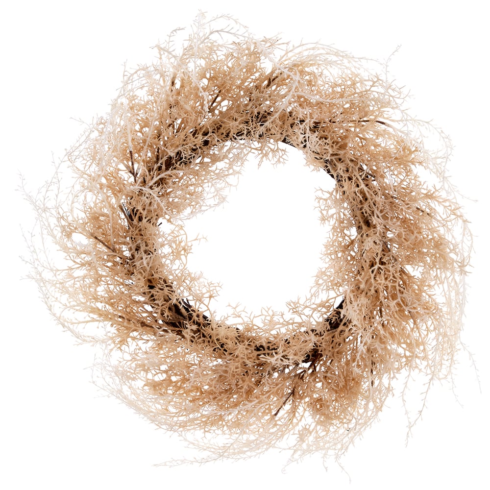 24" Artificial Reed Grass Hanging Wreath -Beige | Fall Wreaths — Silks ...
