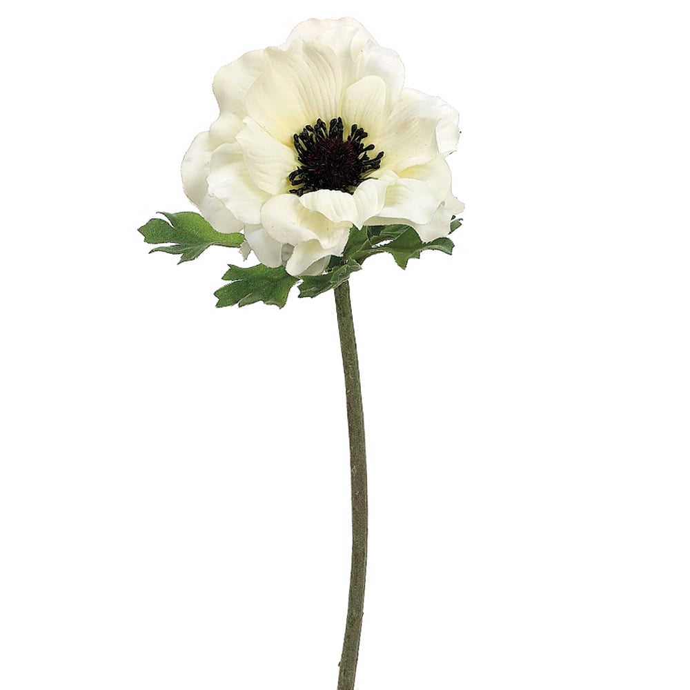 15" Silk Anemone Flower Spray -Cream | Anemone Stem — Silks Are Forever