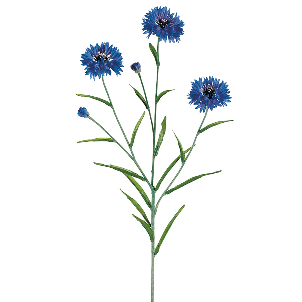25.5" Silk Cornflower Flower Spray -Blue | Cornflower Stem — Silks Are ...