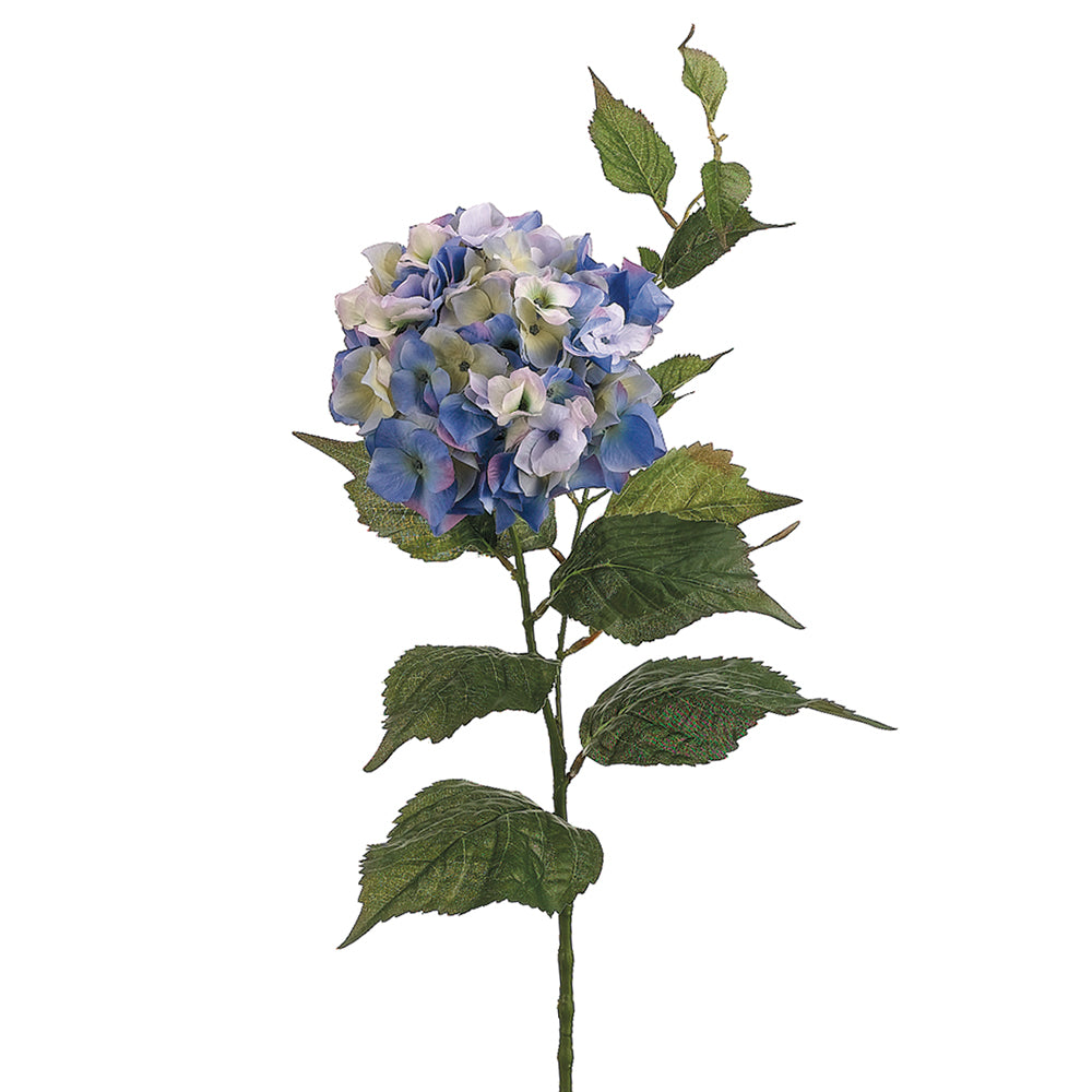 34" Silk Hydrangea Flower Spray -Blue | Hydrangea Stem — Silks Are Forever