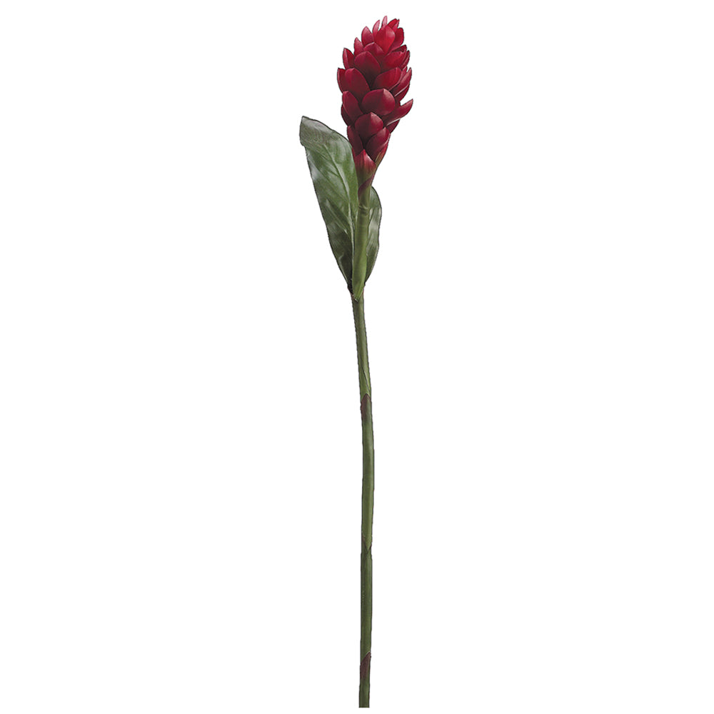 37" Hand-Wrapped Silk Torch Ginger Flower Spray -Red | Ginger Stem ...