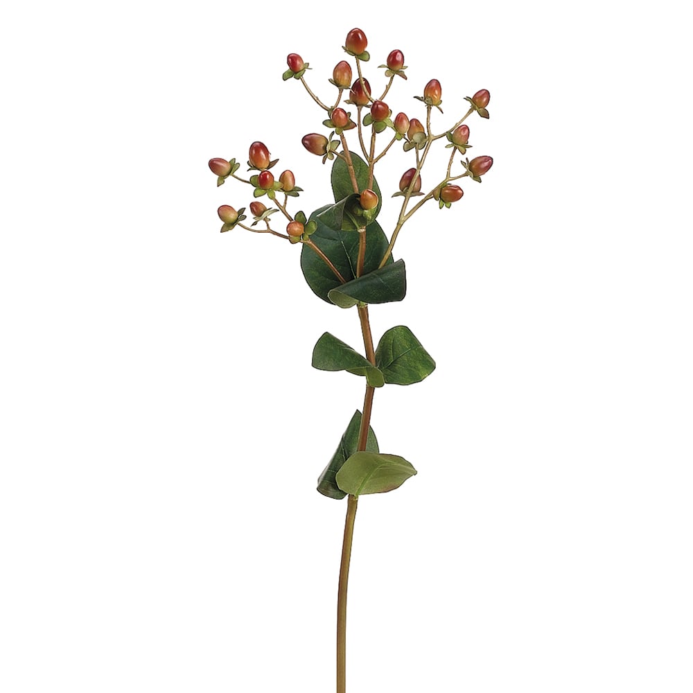 24.5" Hand-Wrapped Artificial Hypericum Berry Spray -Burgundy/Green ...