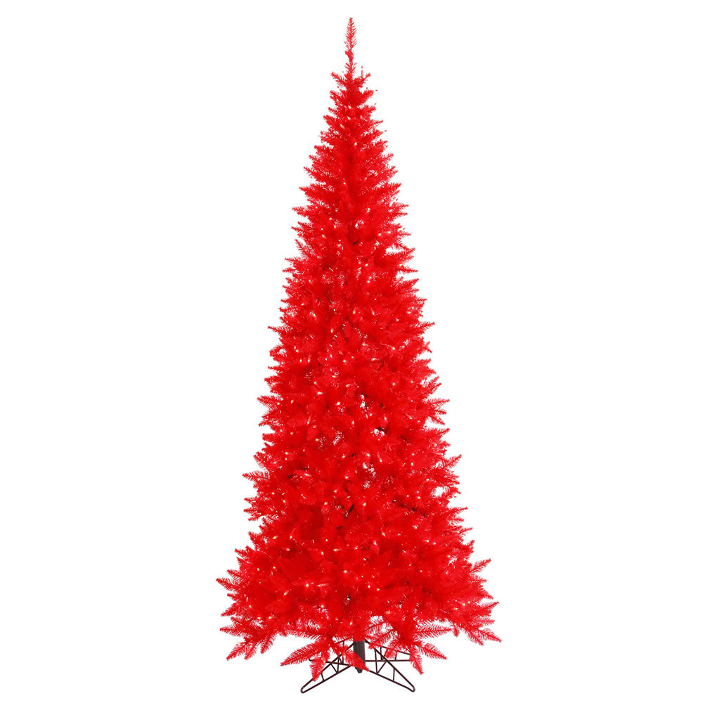 4'6"Hx24"W Slim Fir Artificial Christmas Tree, LED Pre-Lit -Red — Silks ...