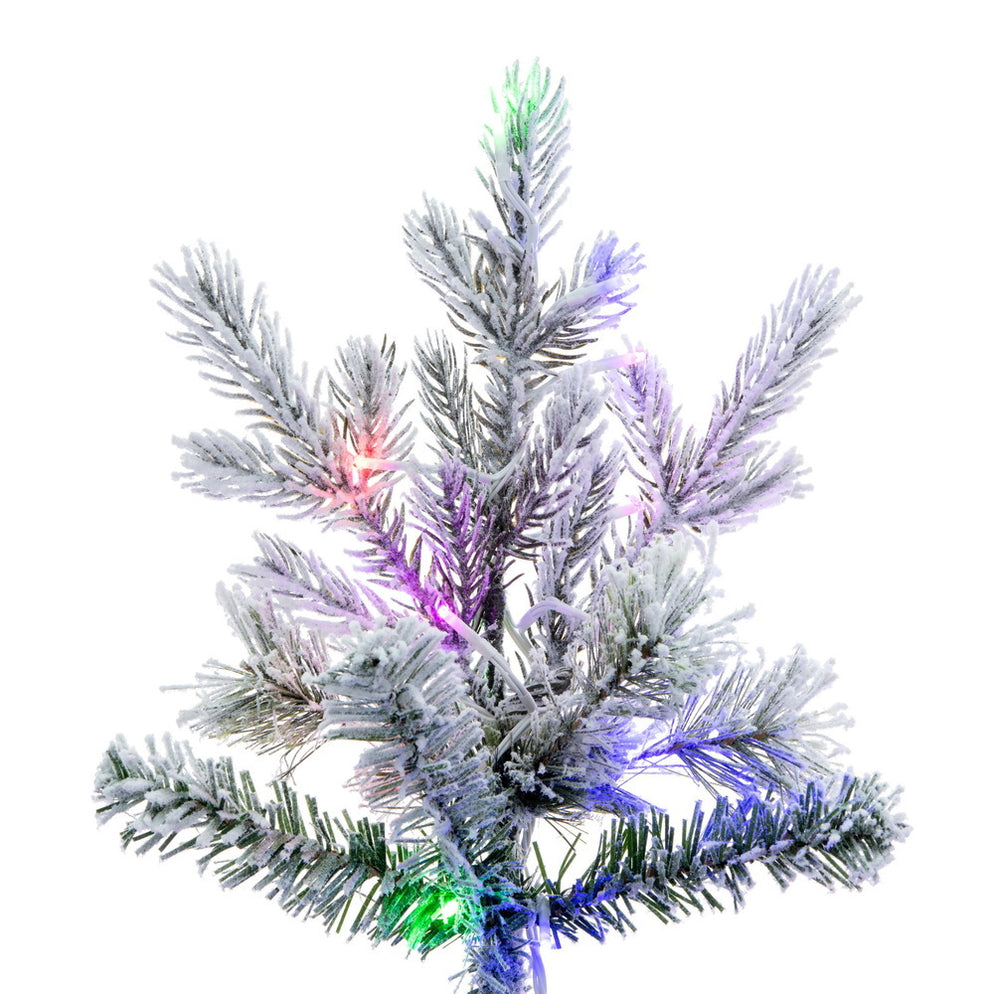 7'6" PE Flocked Slim Kiana Artificial Christmas Tree, Micro LED Pre-Lit ...