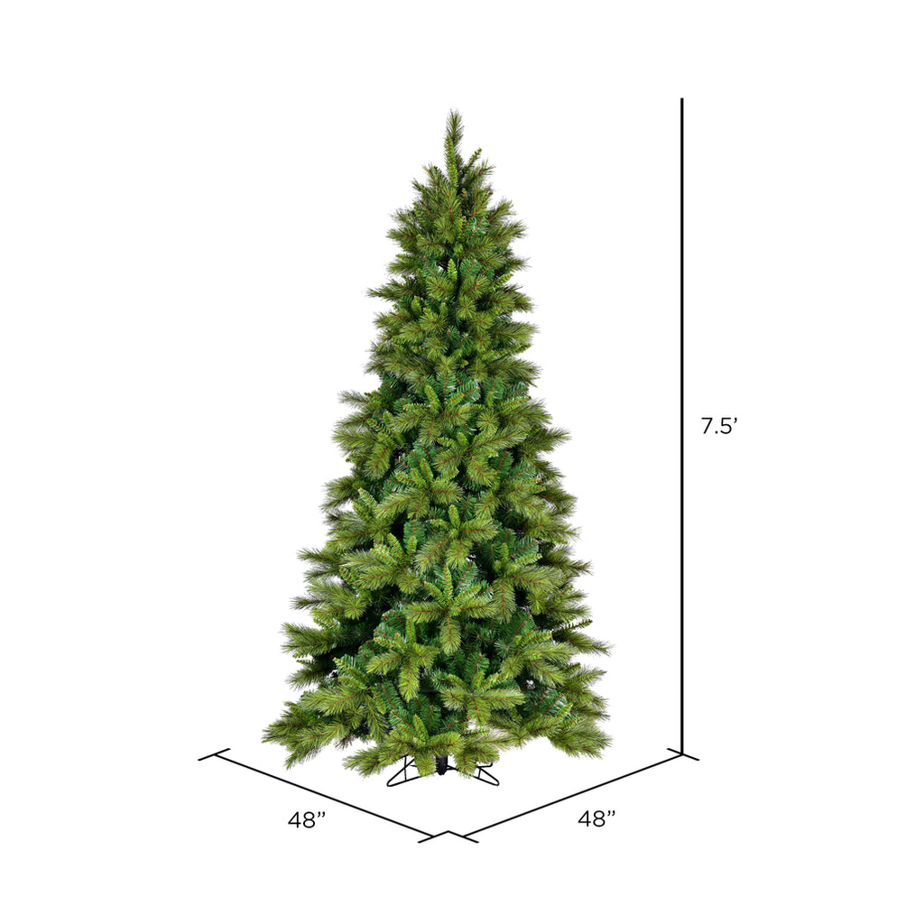 7'6"Hx48"W PE Brighton Pine Artificial Christmas Tree, Unlit -Green ...