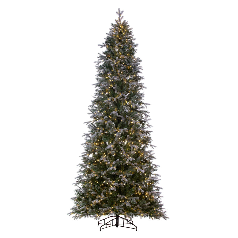 14' PE Frosted Slim Douglas Fir Artificial Christmas Tree, Micro LED ...