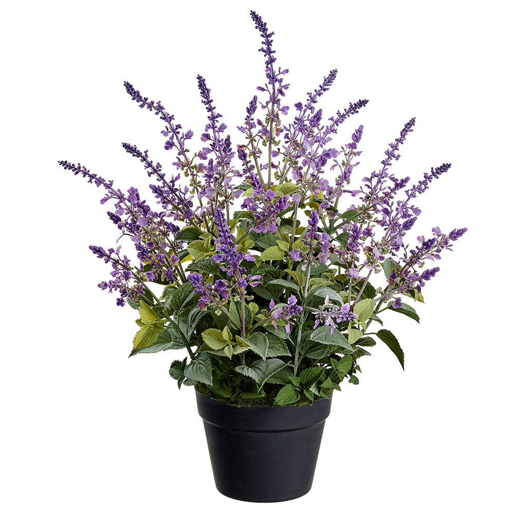 25" Lavender Silk Flower Arrangement w/Plastic Pot -Lavender — Silks ...