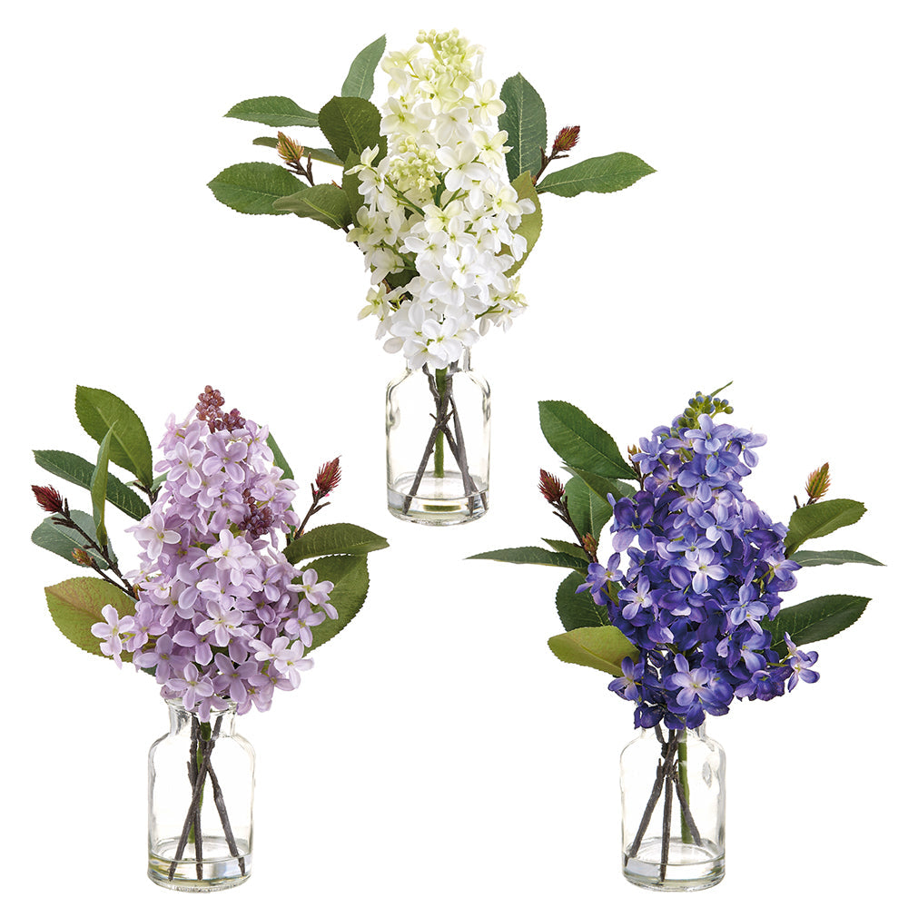Set Of Lilac Silk Flower Arrangements w/Glass Vase -Mixed Colors ...