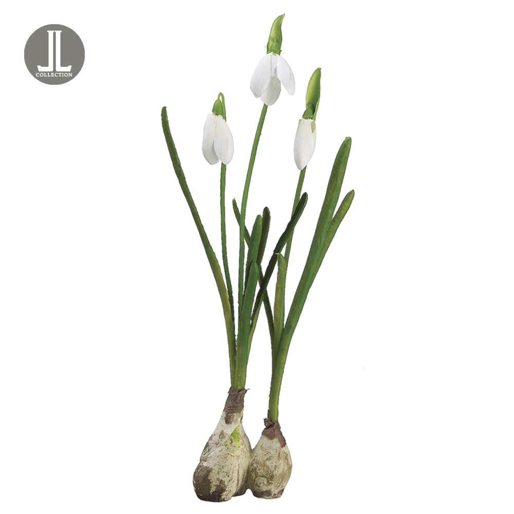 Hand-Wrapped Standing Snowdrop w/Bulb Silk Flower Arrangement -White ...
