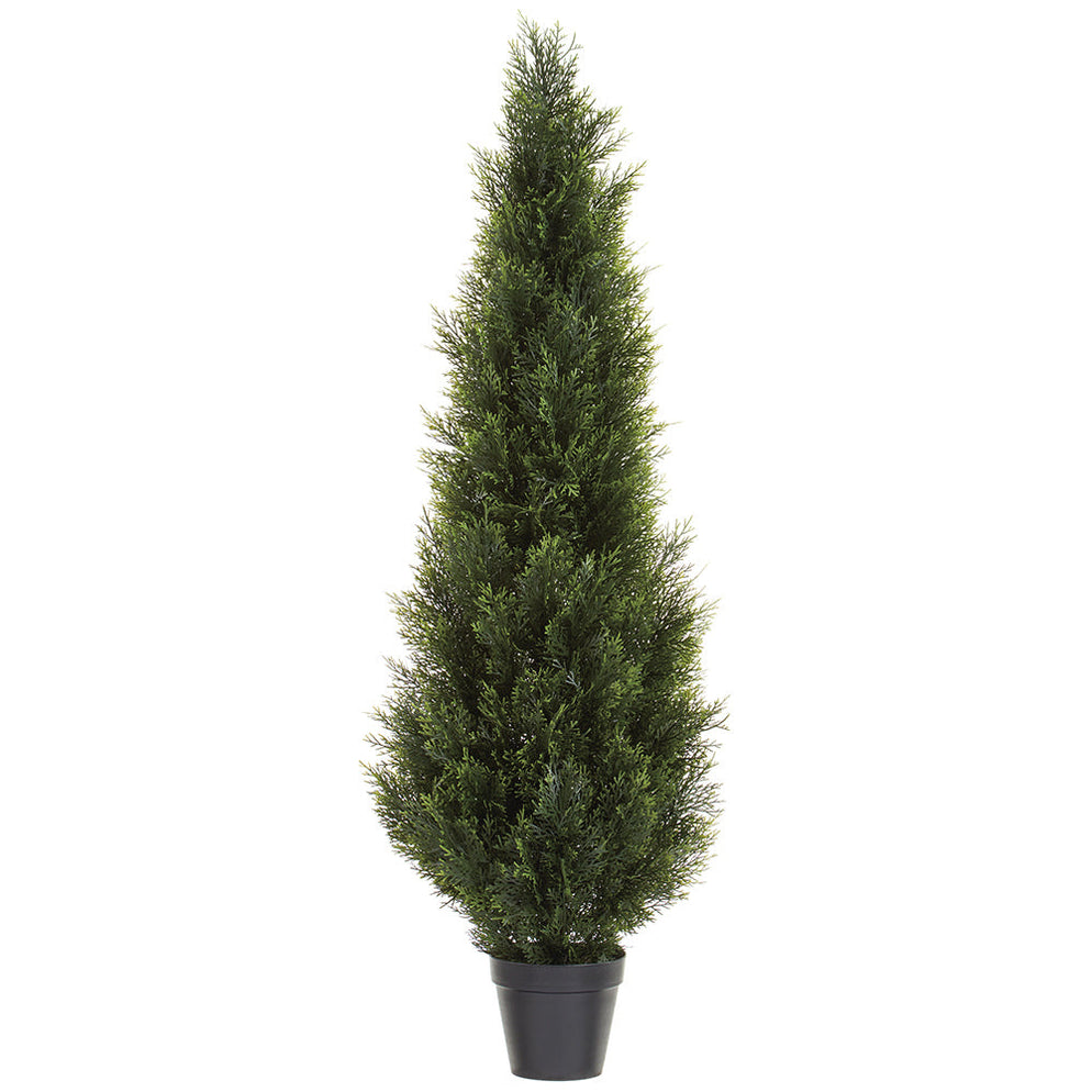 5' Outdoor UV-Resistant Artificial Cedar Cone-Shaped Topiary -Green ...