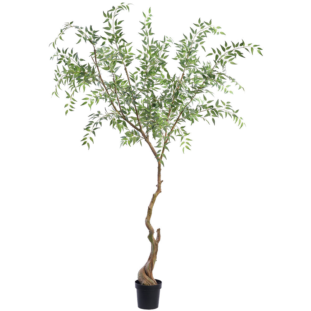 6'10" Italian Ruscus Silk Tree w/Plastic Pot -Green/Gray — Silks Are ...