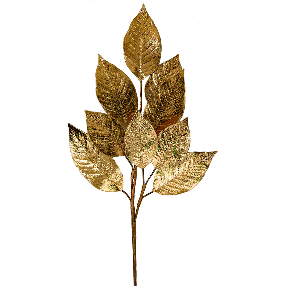 34" Metallic Artificial Magnolia Leaf Stem -Gold — Silks Are Forever