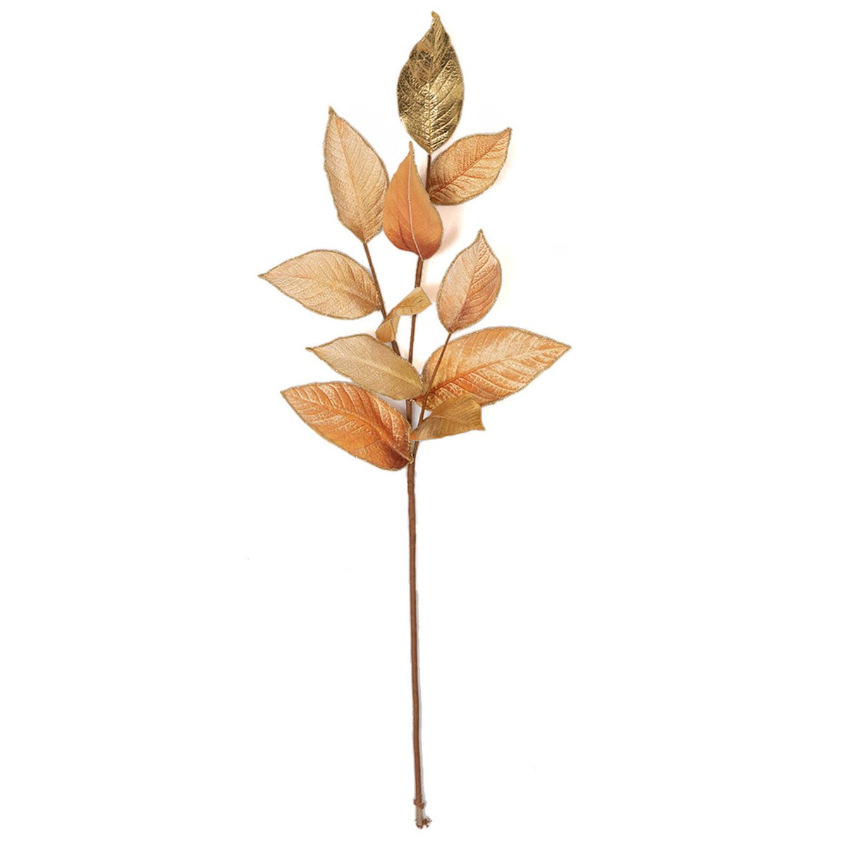 38" Metallic Velvet Artificial Magnolia Leaf Stem -Gold — Silks Are Forever