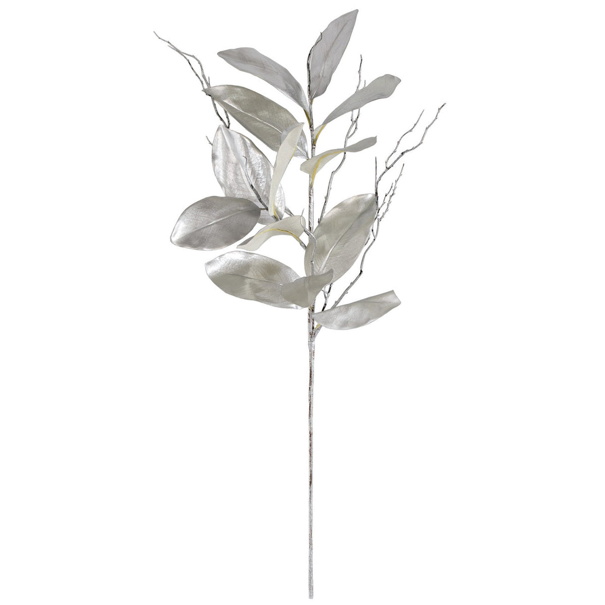 32" Metallic Artificial Magnolia Leaf Stem -Silver — Silks Are Forever