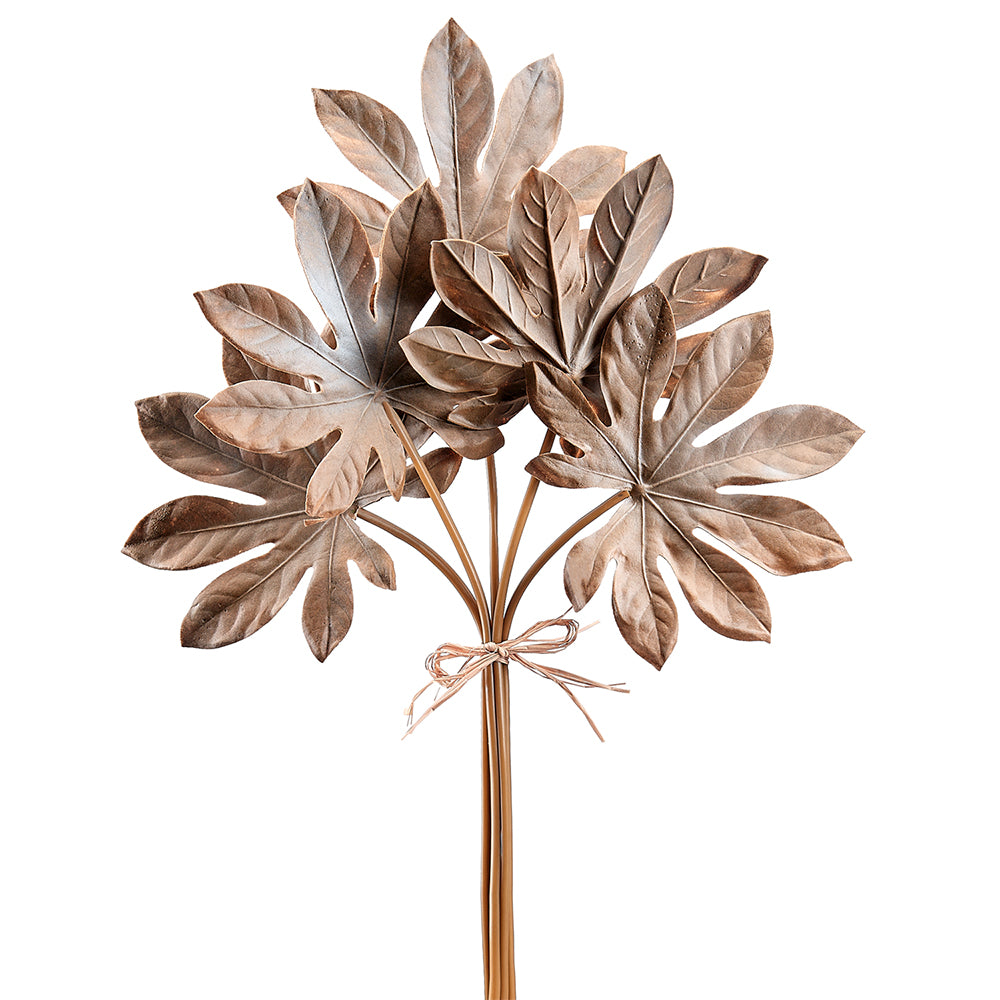 17" Silk Fatsia Leaf Stem Bundle -Brown | Tropical & Leaf Stems — Silks ...