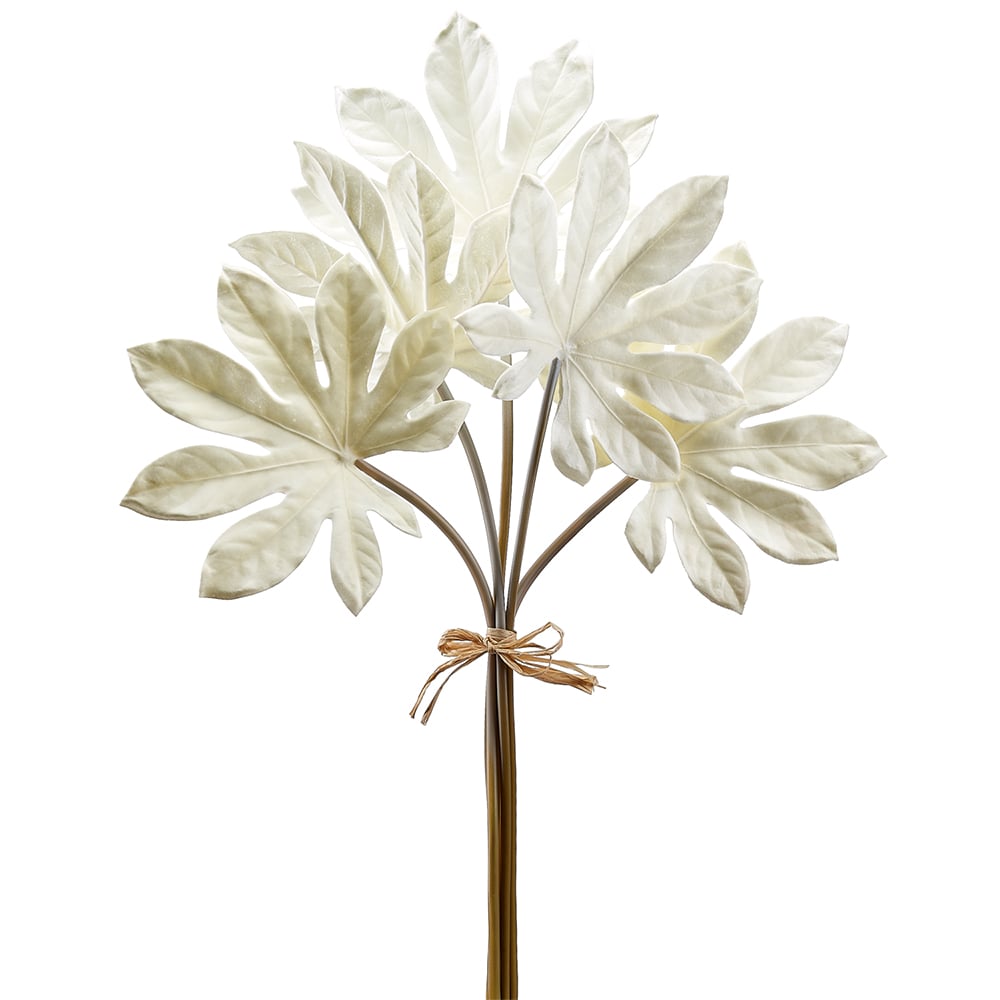 17" Silk Fatsia Leaf Stem Bundle -Cream | Tropical & Leaf Stems — Silks ...