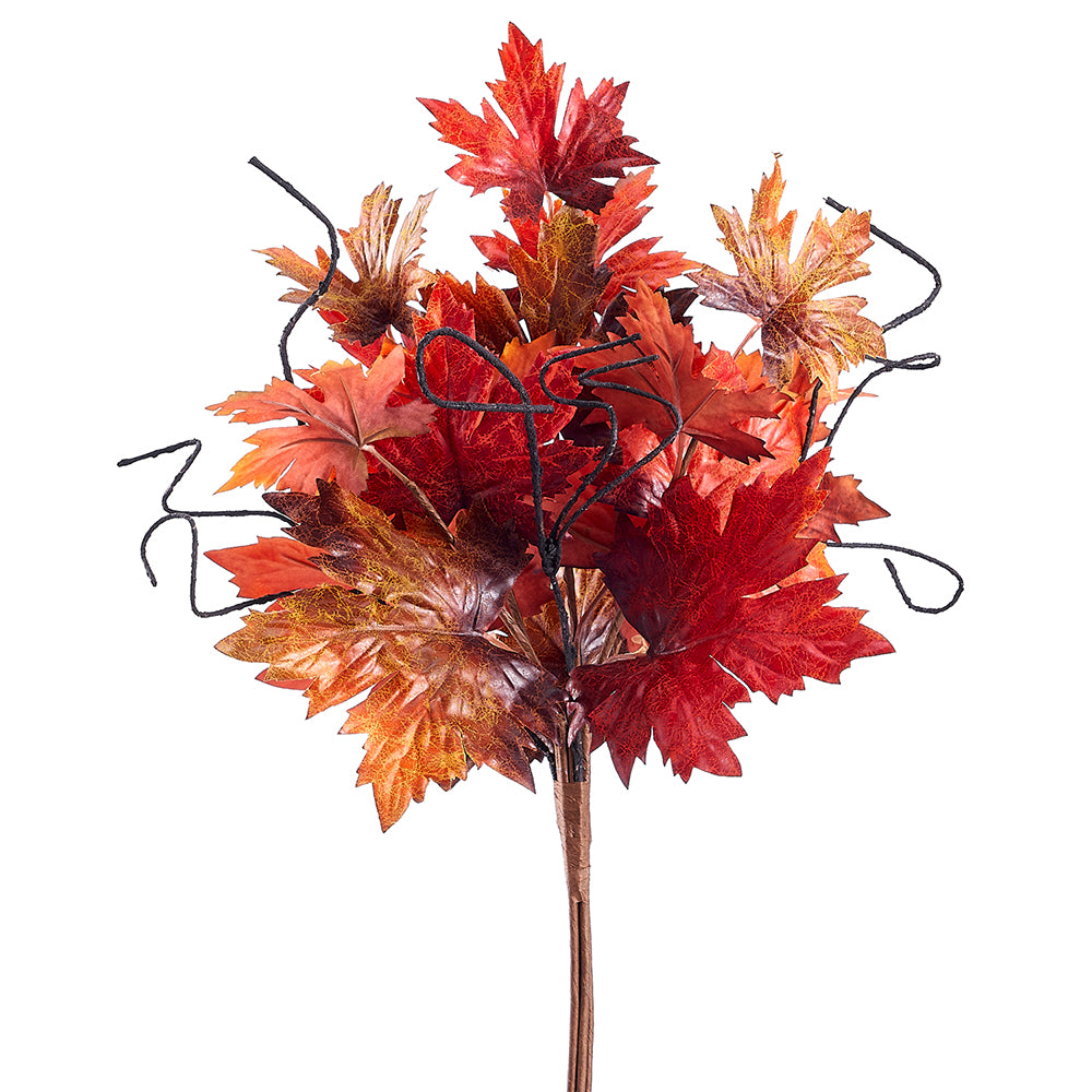 22" Silk Maple Leaf Stem Bundle -Burgundy/Green | Tree Branch Stems ...
