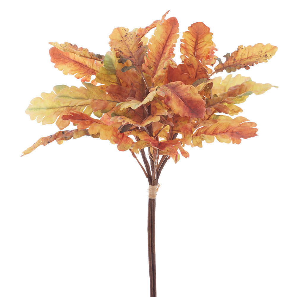 18" Oak Leaf Silk Stem Bundle -2 Tone Mustard | Tree Branch Stems ...