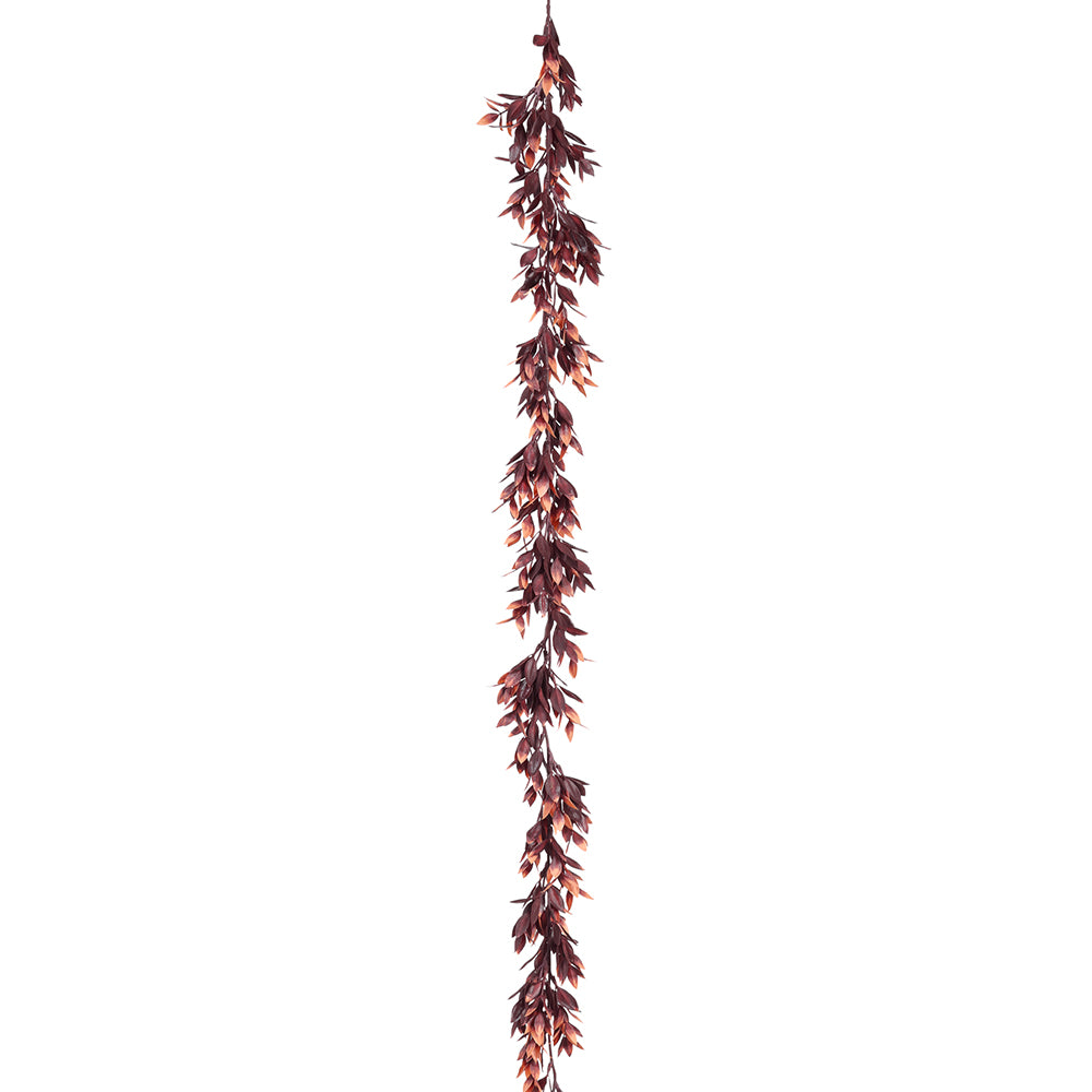 6' Artificial Nageia Nag Leaf Garland -Rust | Fall Garlands — Silks Are ...