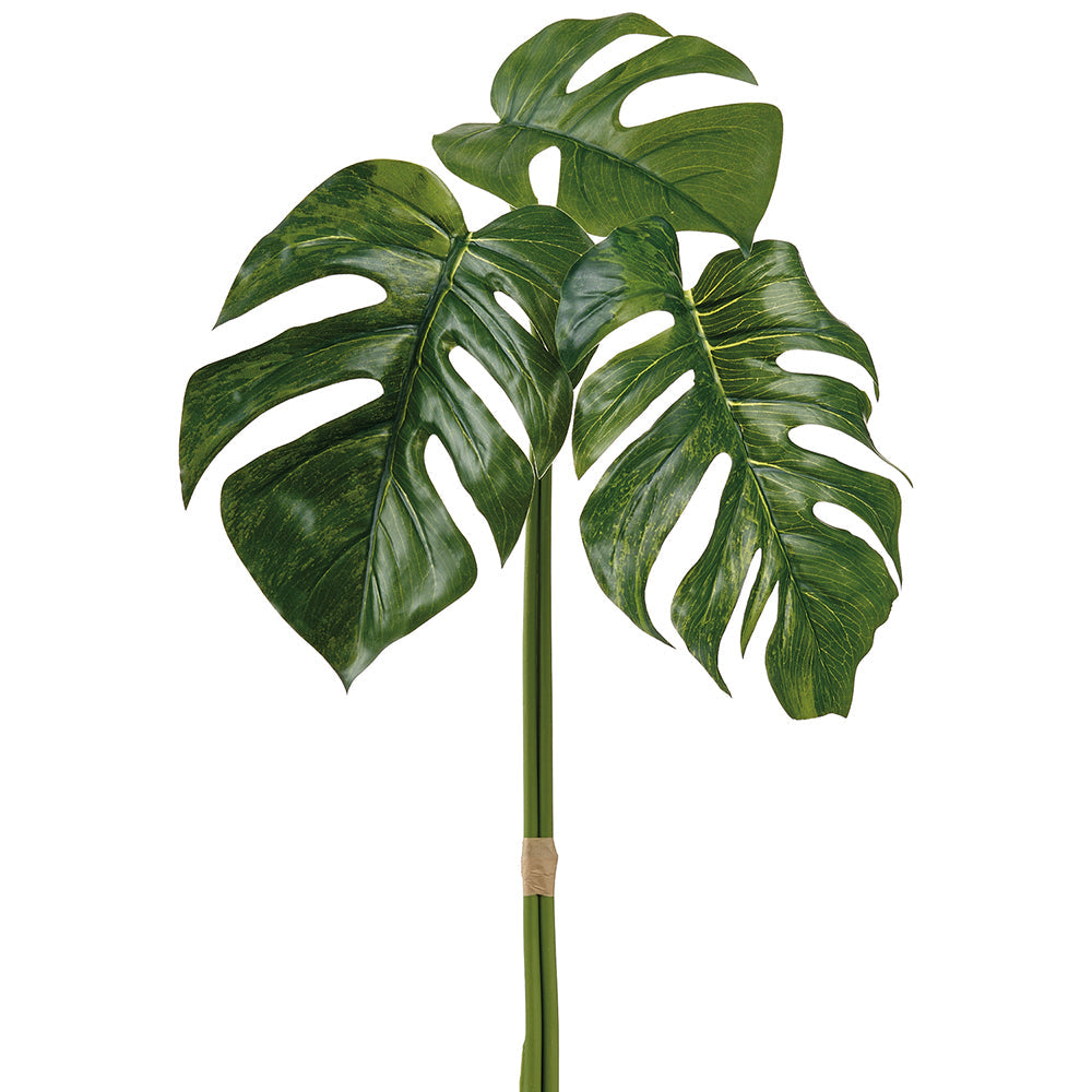 34" Monstera Split Philodendron Leaf Silk Stem Bundle -2 Tone Green ...