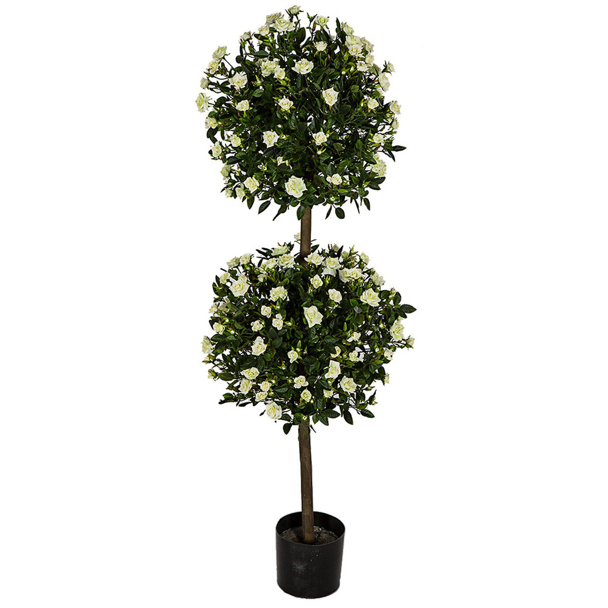 4' Artificial Double Ball-Shaped Mini Rose Topiary Tree w/Pot — Silks ...