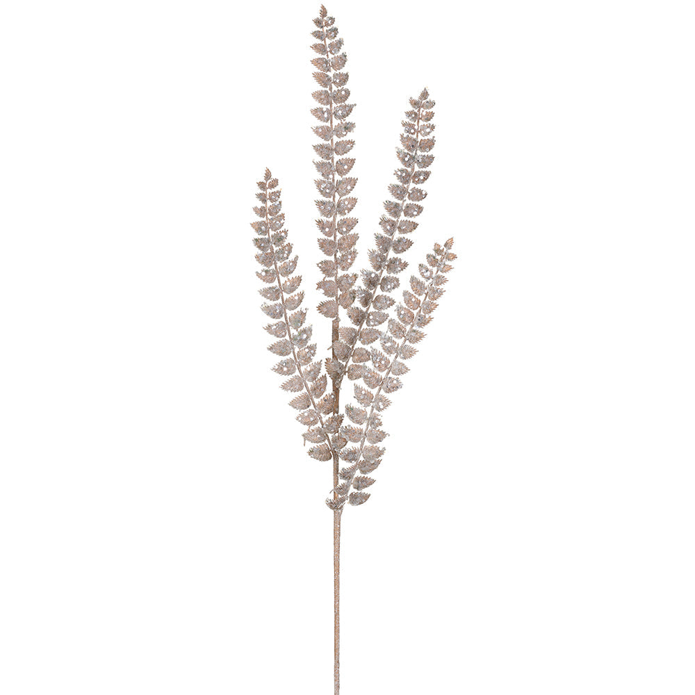 32" Sequin Artificial Fern Stem -Champagne | Christmas Fern Stems ...