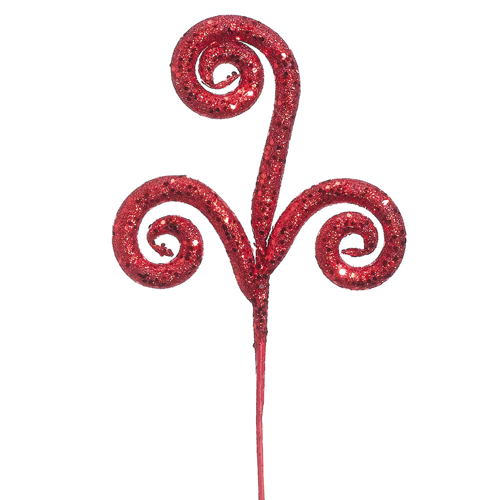18" Artificial Glittered Swirl Stem Pick -Red | SilksAreForever.com ...